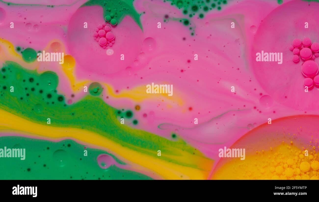 Fantastic structure of colorful oil paint and ink bubbles, chaotic ...