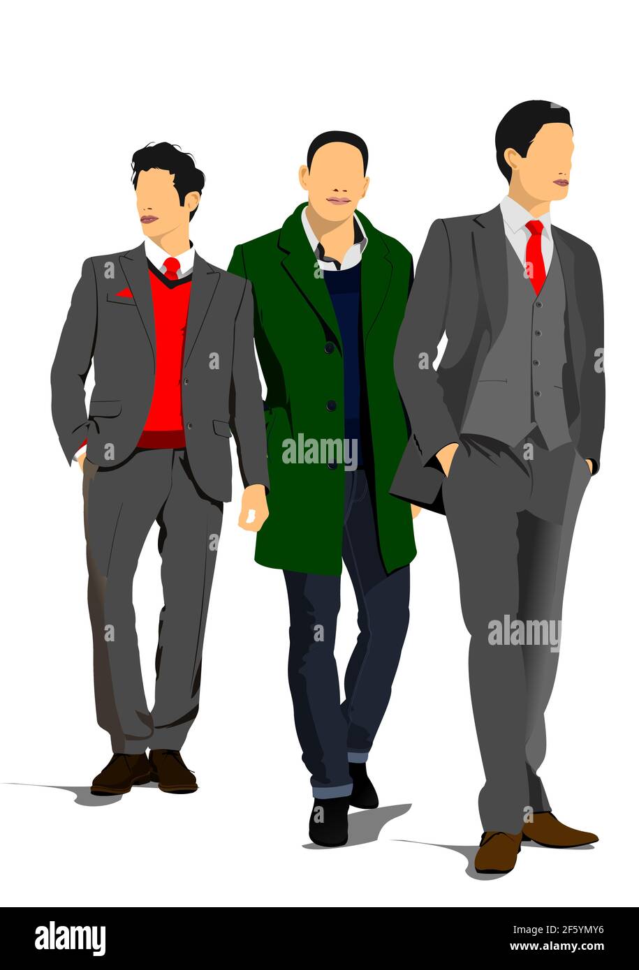 Three Young handsome men. Businessman.Vector 3d illustration Stock ...