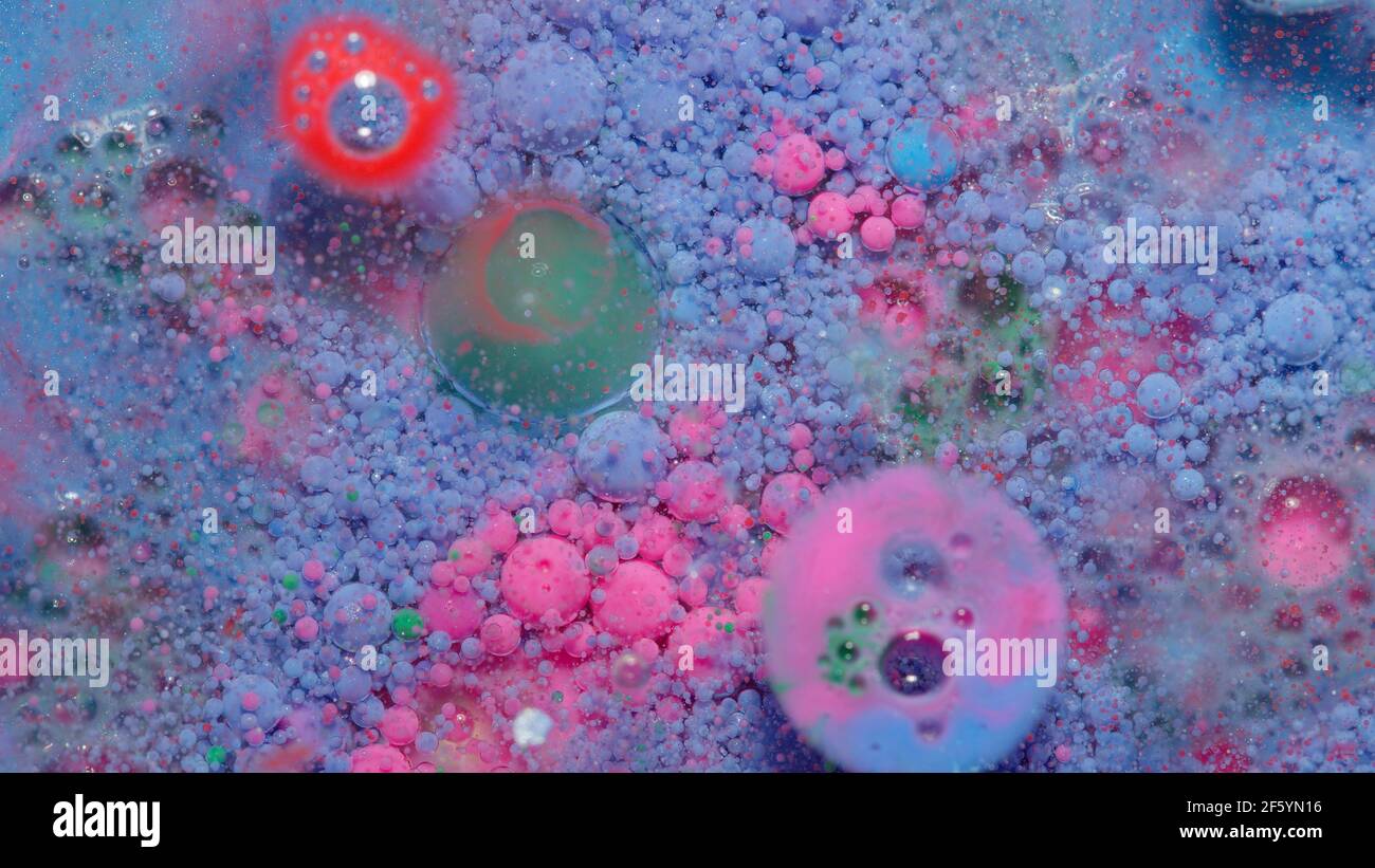 Fantastic structure of colorful oil paint and ink bubbles, chaotic ...