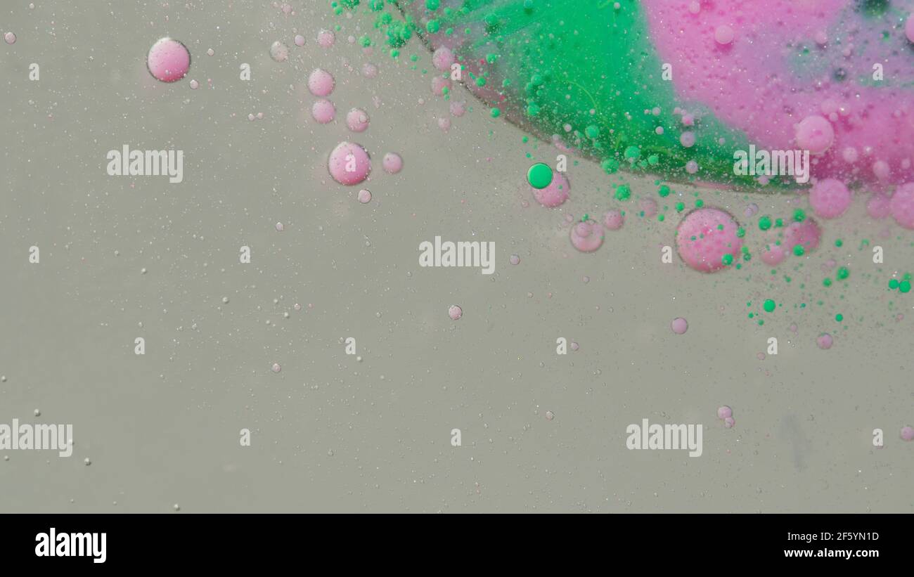 Macro structure of multicolored water paint oil bubbles movement ...