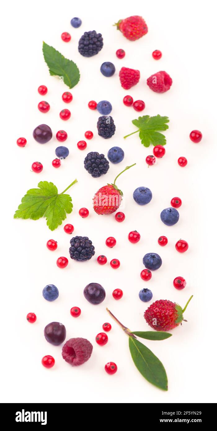 berry mix isolated on a white background Stock Photo - Alamy