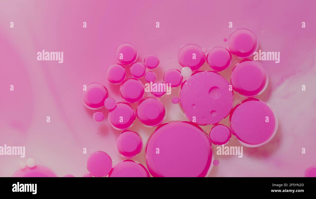 Macro structure of multicolored water paint oil bubbles movement ...