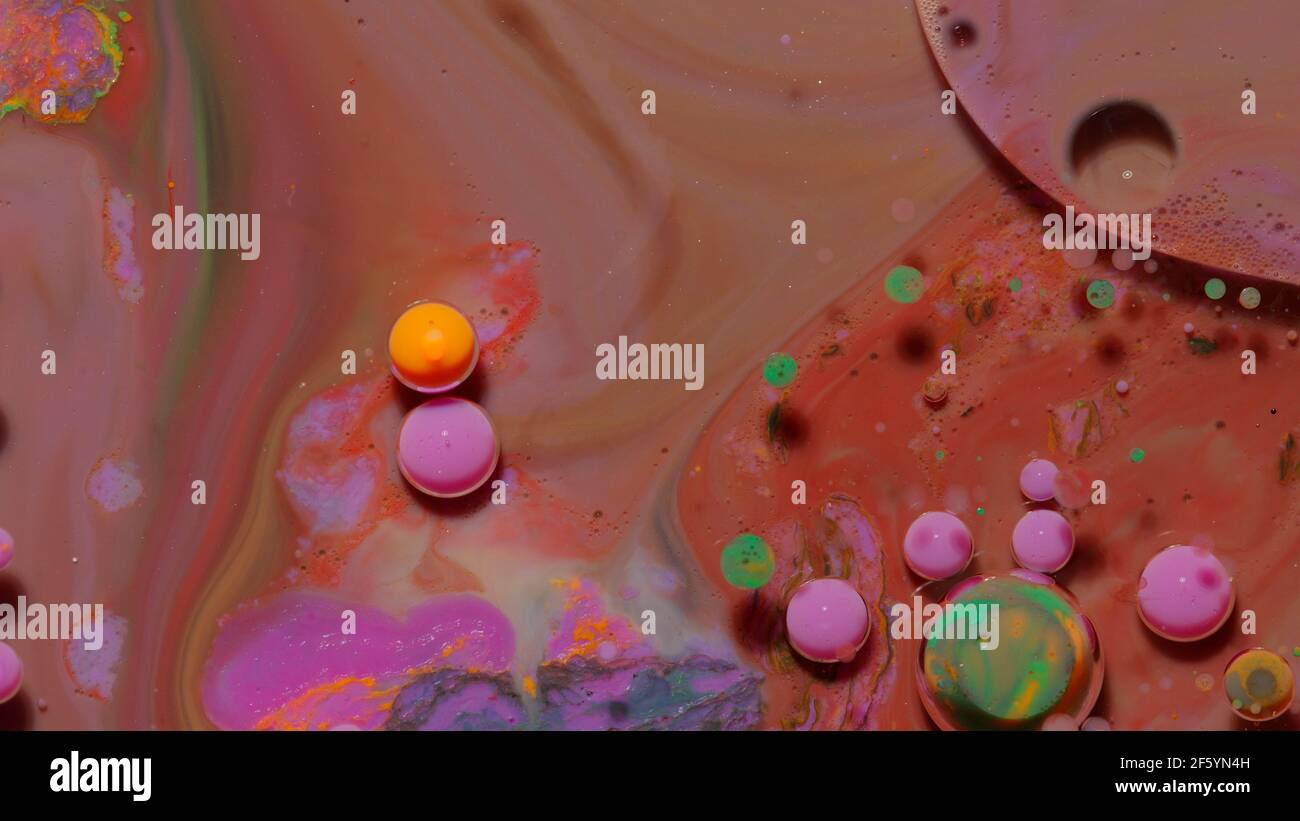 Fantastic structure of colorful oil paint and ink bubbles, chaotic ...