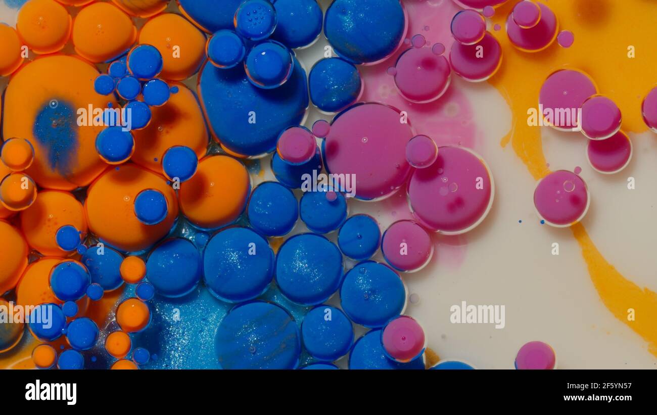 Fantastic structure of colorful oil paint and ink bubbles, chaotic ...