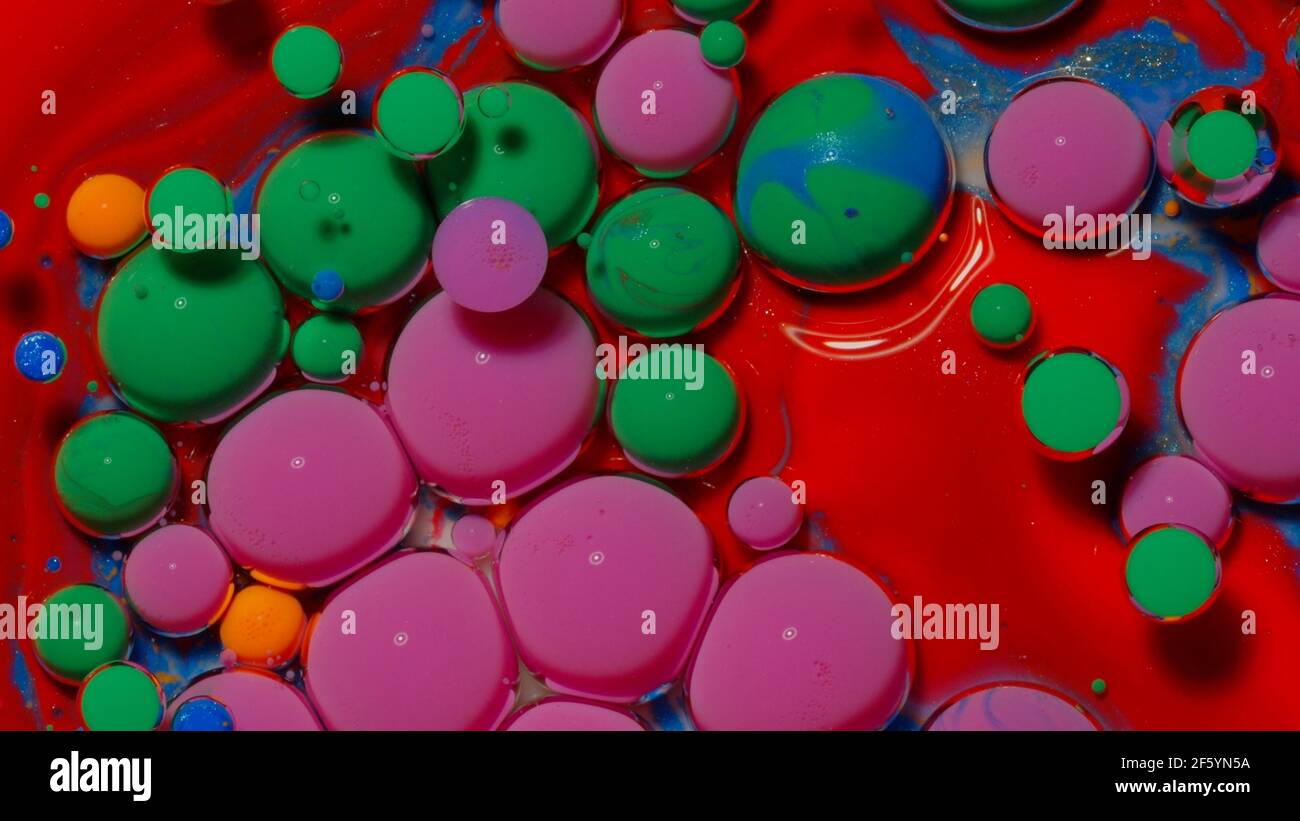 Fantastic structure of colorful oil paint and ink bubbles, chaotic ...