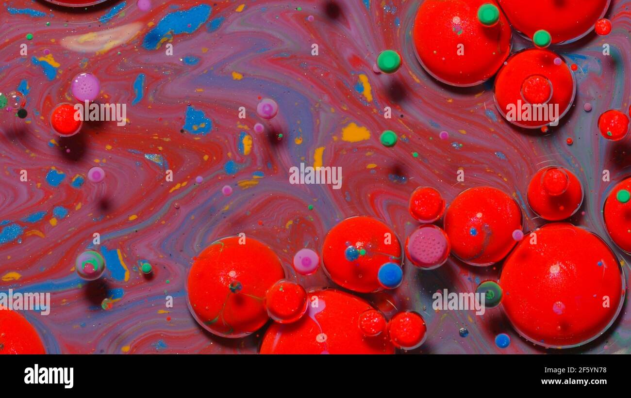 Fantastic structure of colorful oil paint and ink bubbles, chaotic ...