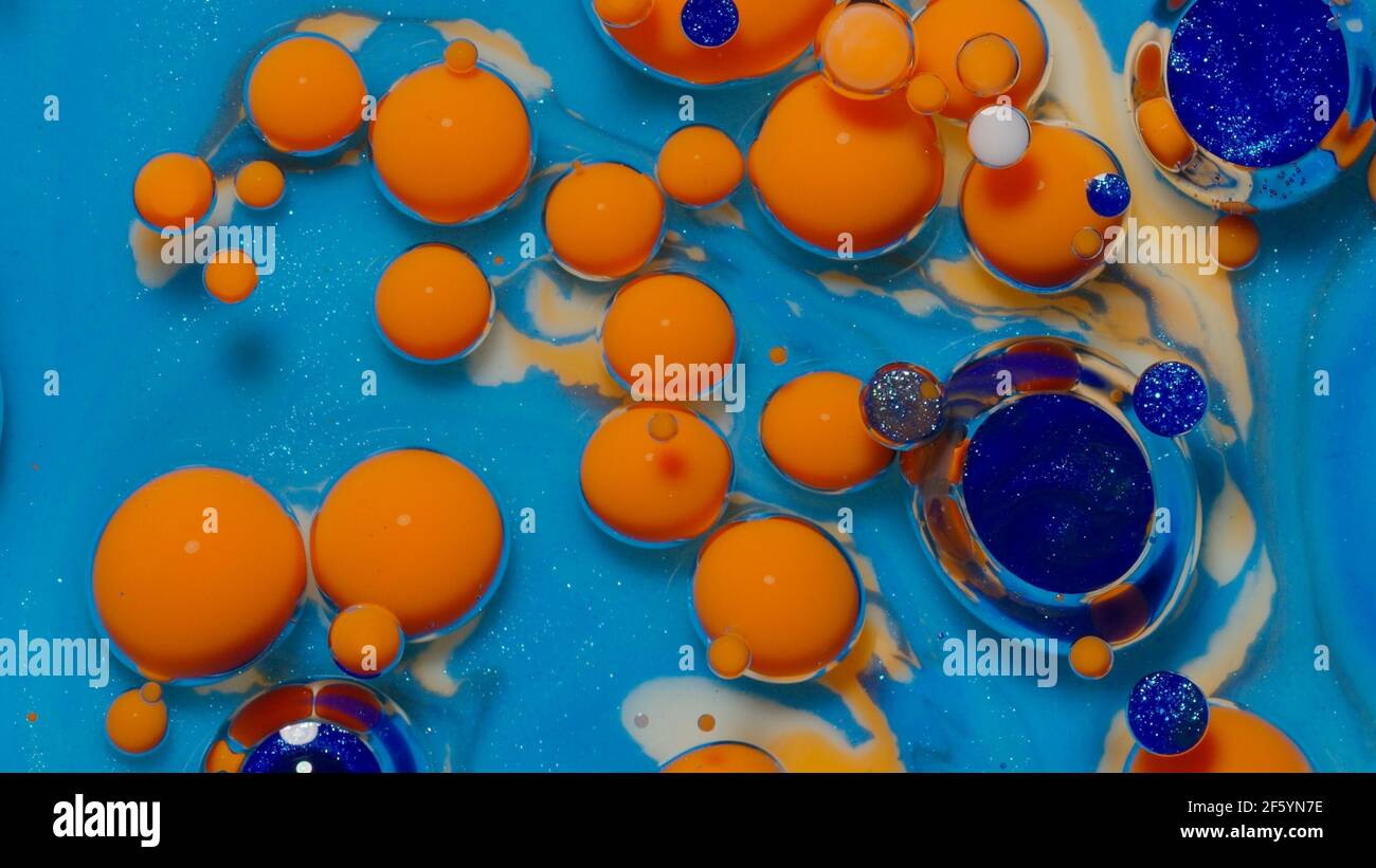 Fantastic structure of colorful oil paint and ink bubbles, chaotic ...