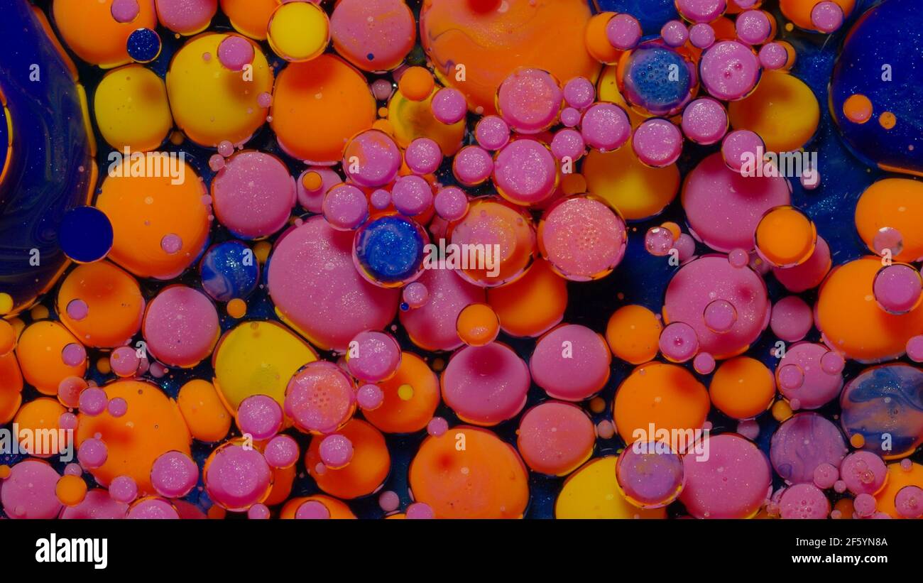 Fantastic structure of colorful oil paint and ink bubbles, chaotic ...