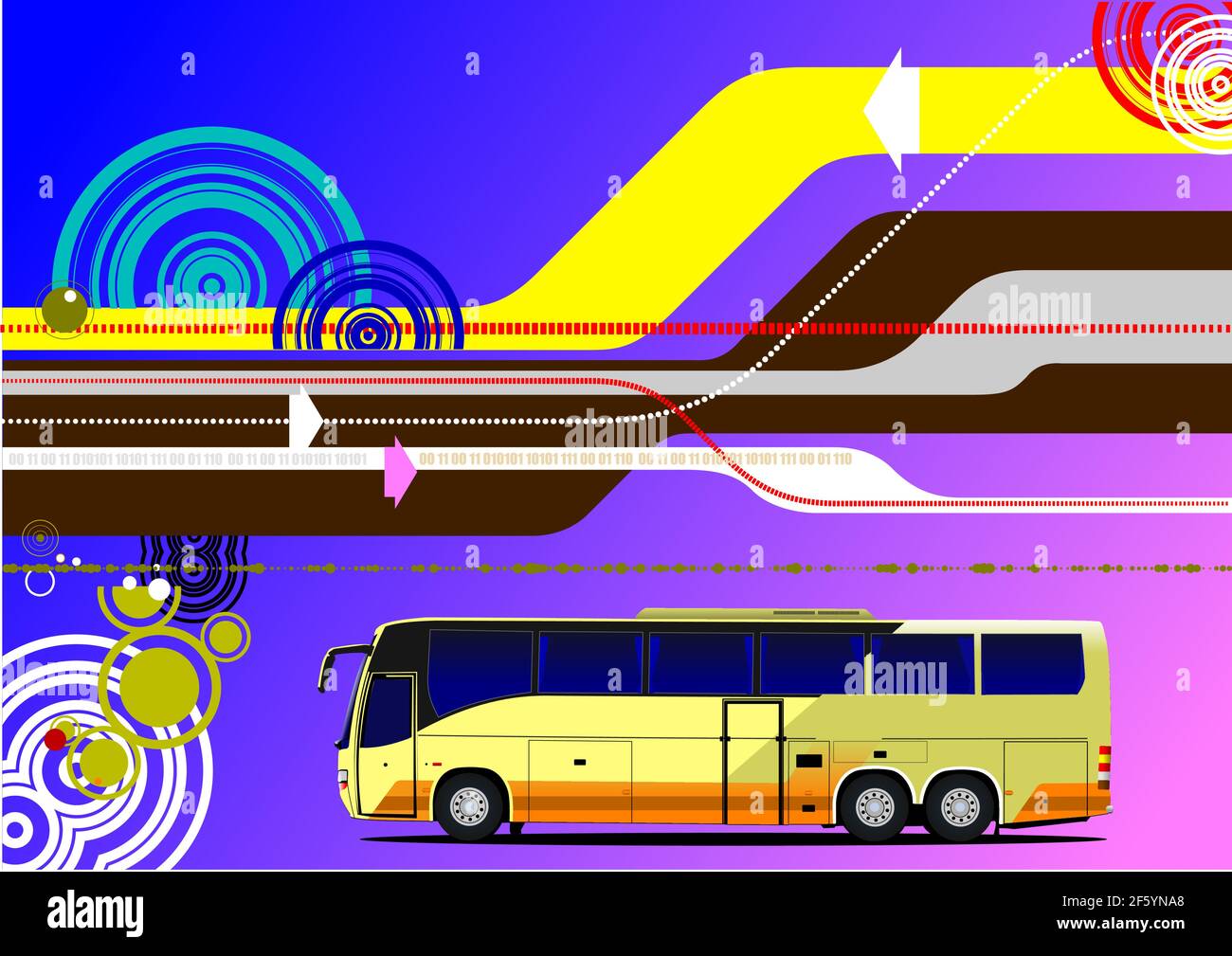 Abstract hi-tech background with city bus image. Vector 3d illustration ...