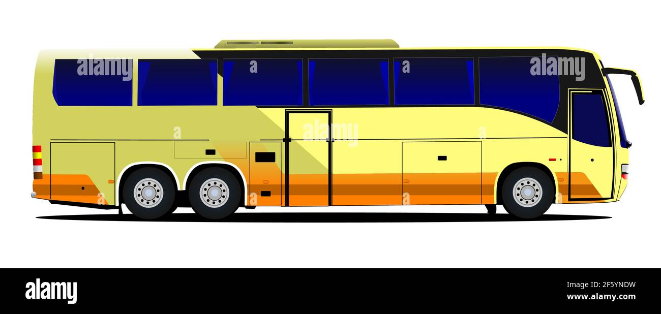 Yellow city bus. Coach. Vector 3d illustration Stock Vector Image & Art ...