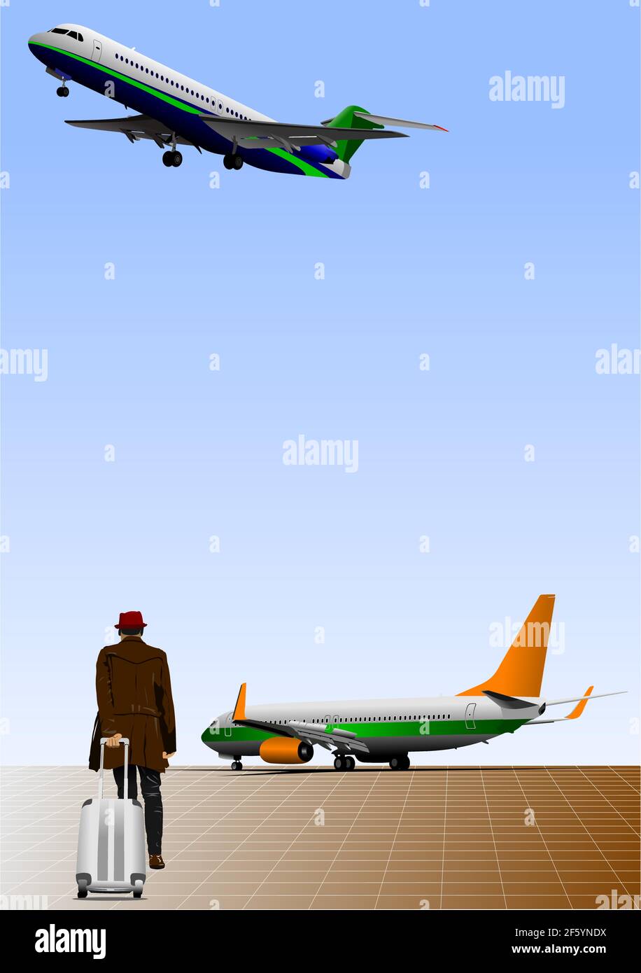 Airport scene . Vector 3d illustration for designers Stock Vector Image ...