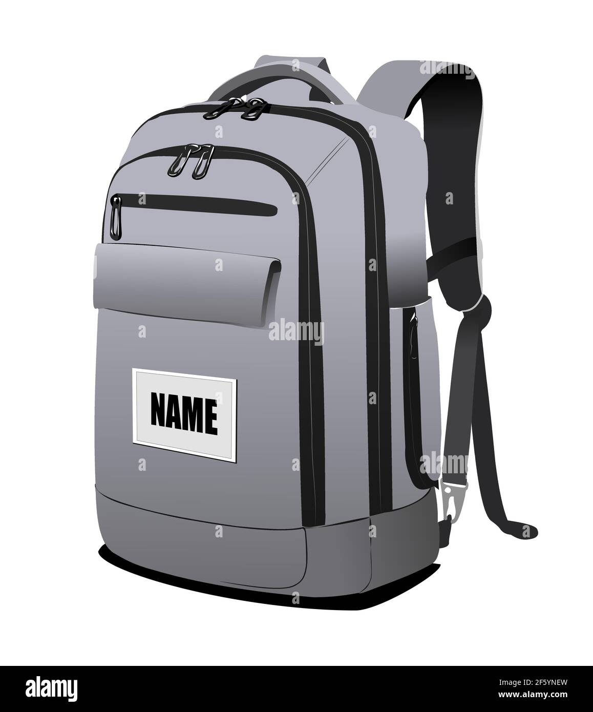 School gray backpack. 3d color vector illustration Stock Vector Image ...