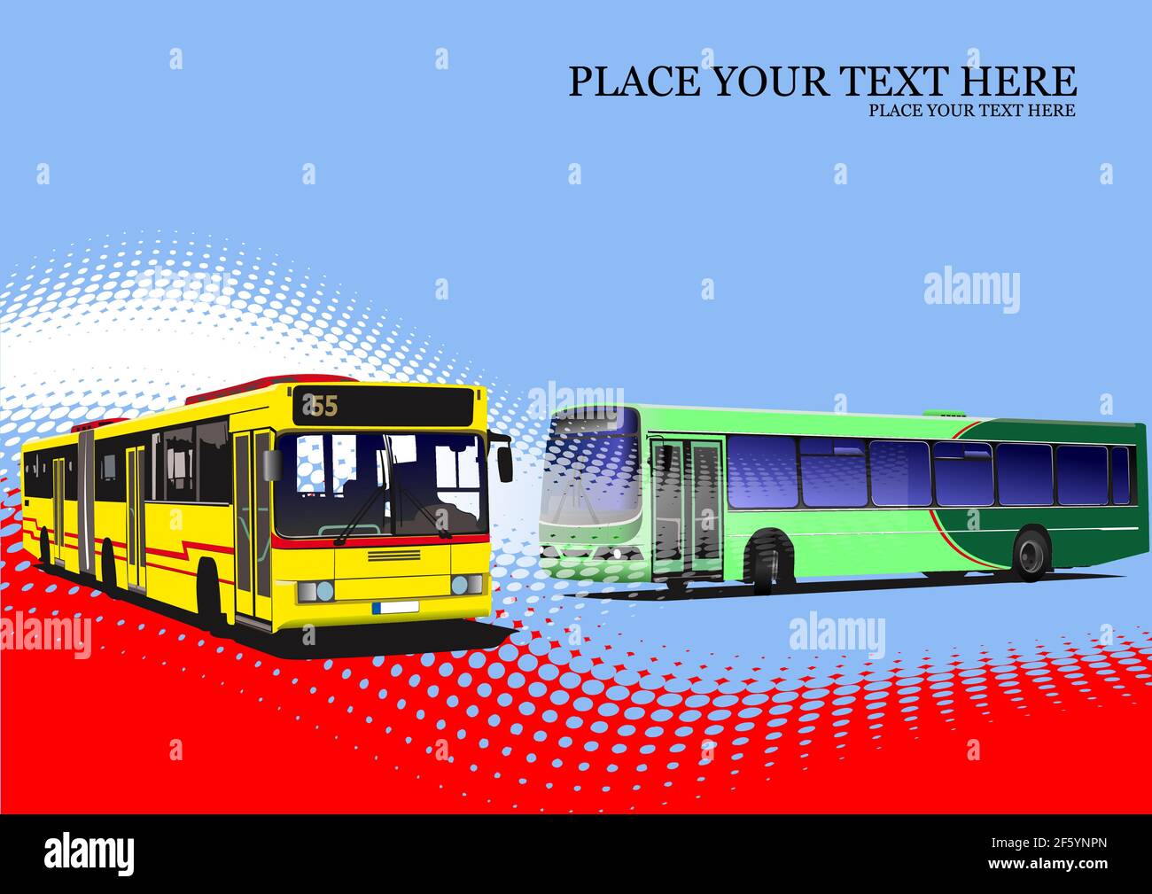 Two City buses on the road. Vector 3d illustration Stock Vector Image ...