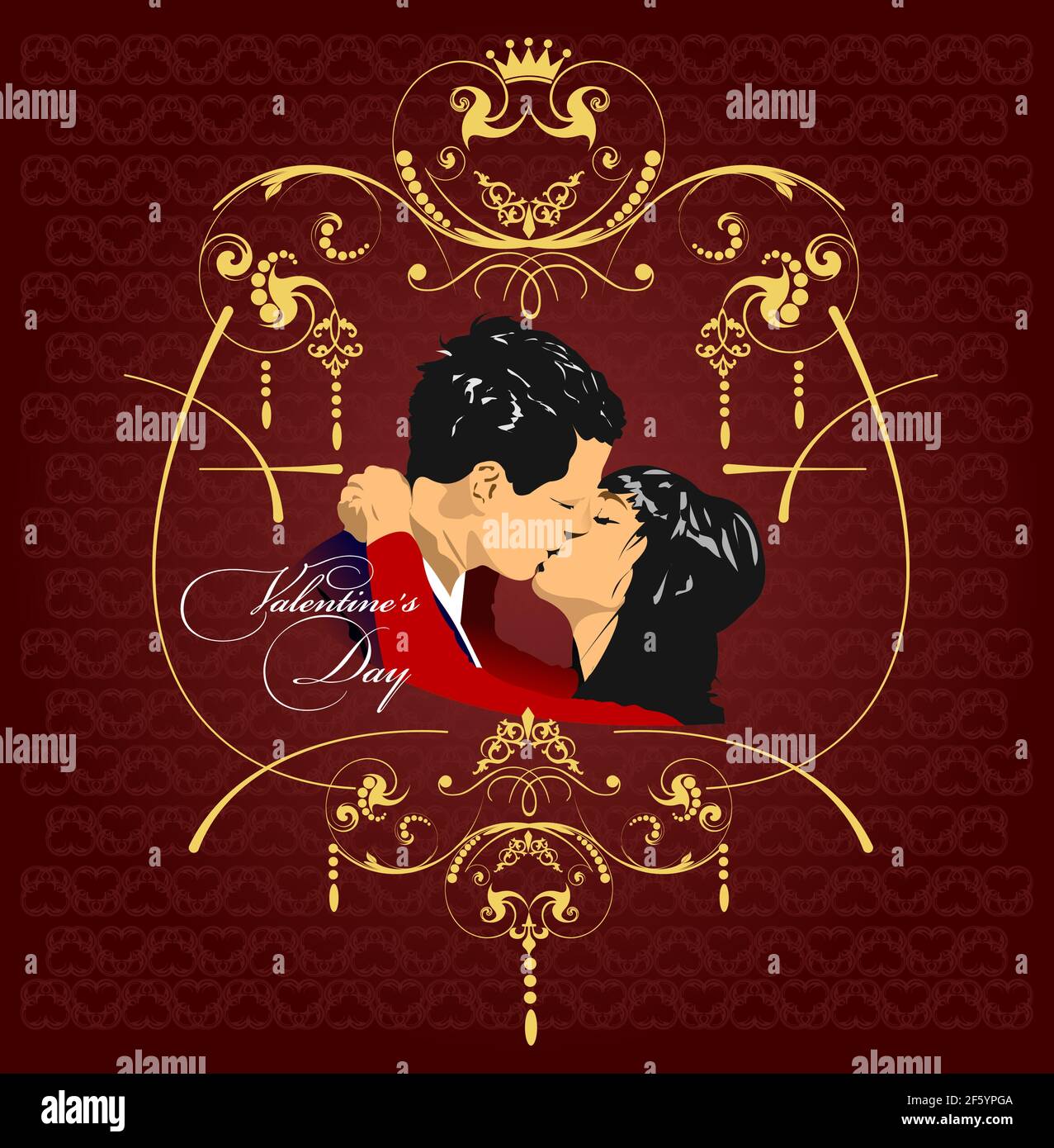 Valentine`s day. 14 February. Kissing couple. Vector 3d illustration ...