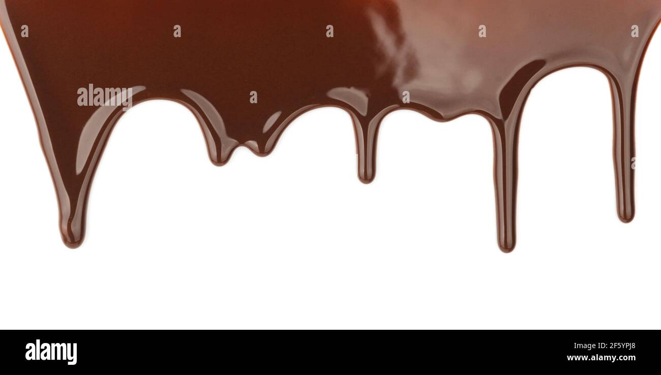 Melted dripping chocolate on white background Stock Photo - Alamy