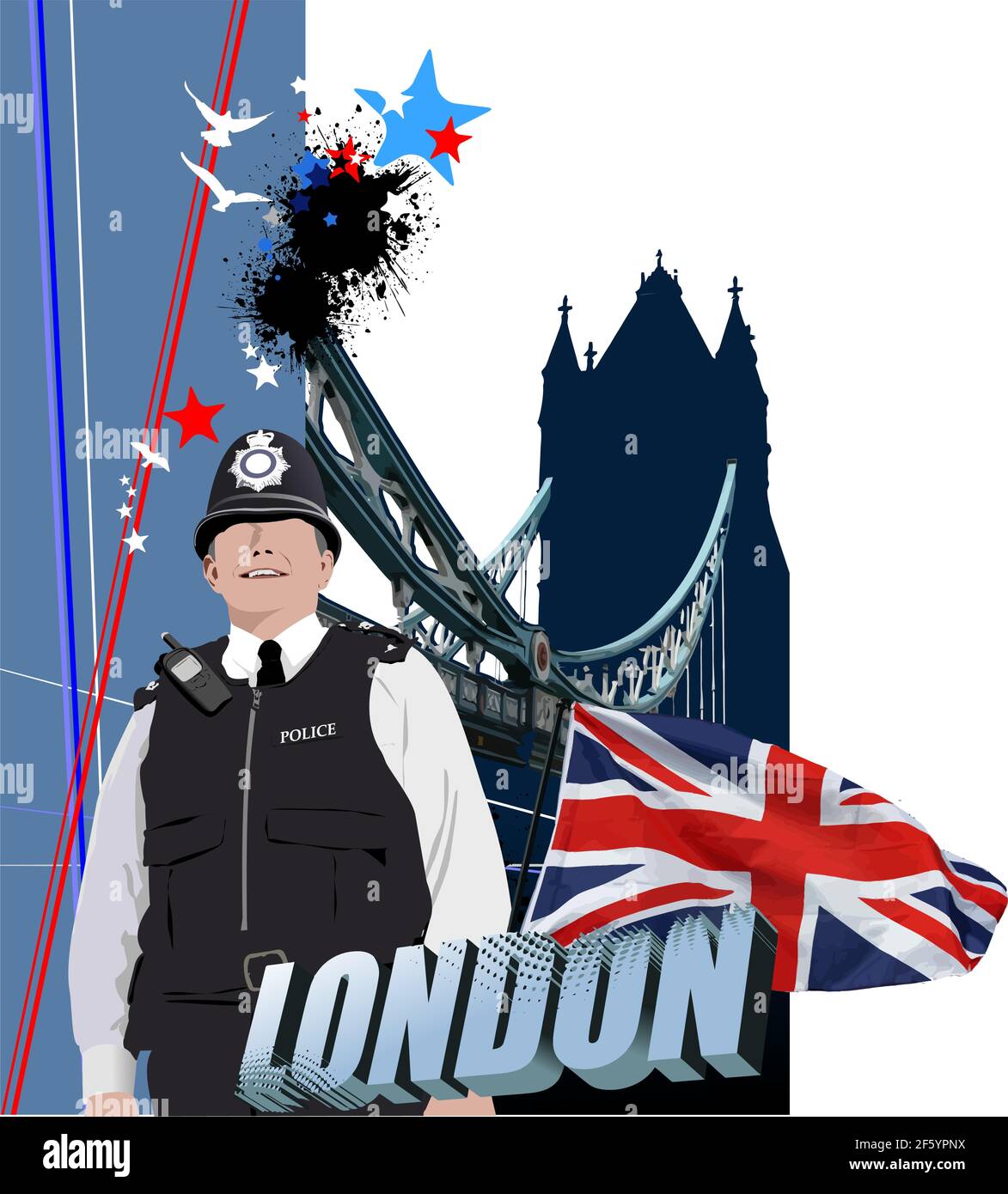 Cover for brochure with London images. Vector 3d illustration Stock ...
