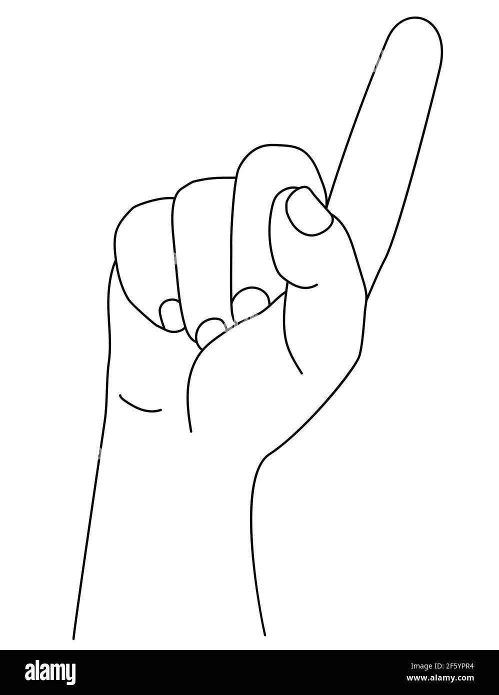 Hand gesture. The mans hand shows one index finger. gesture - Number ...