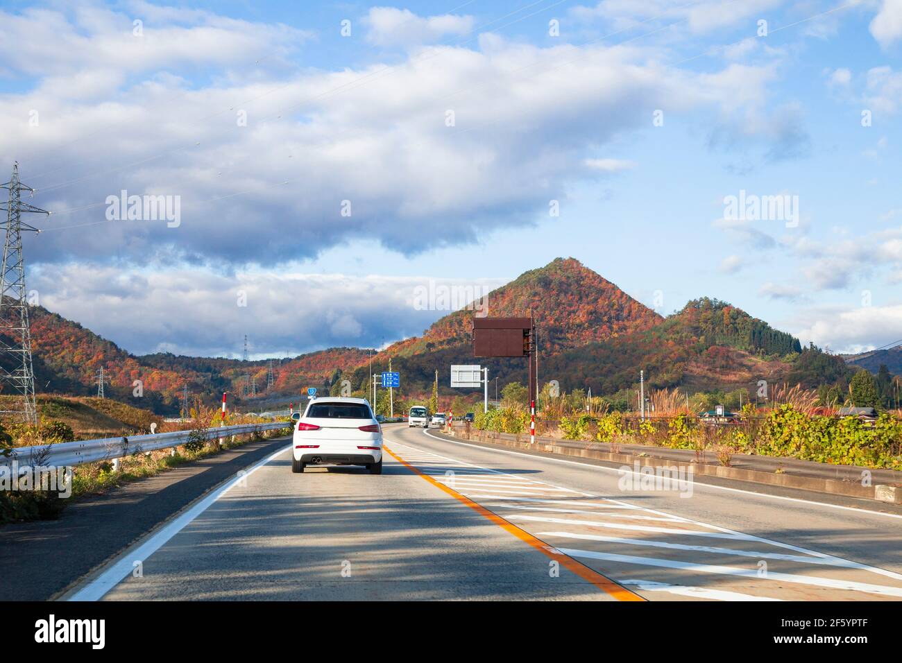 Tohoku expressway Leading Through Yamagata city, Tohoku, Japan Stock ...