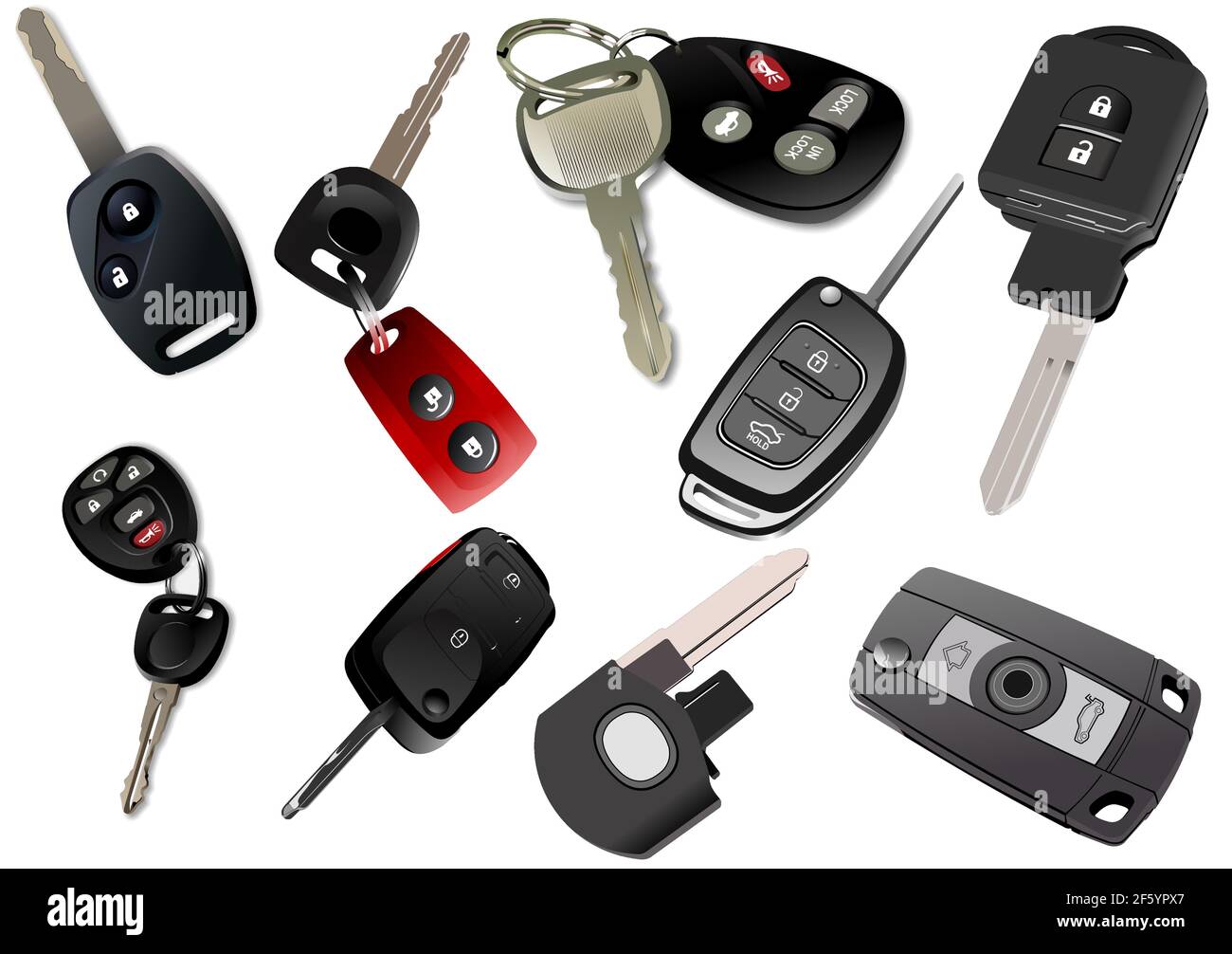 Big set of Key ignition. Vector 3d illustration Stock Vector Image ...