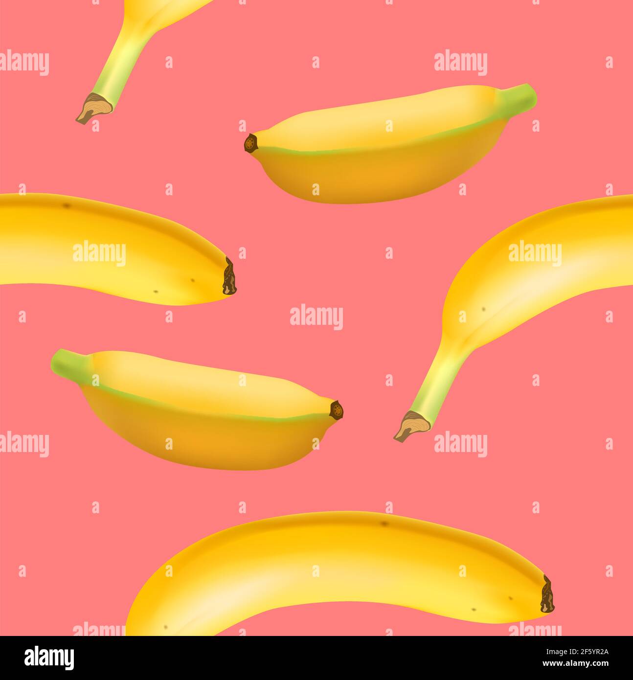 Trendy seamless pattern with realistic banana bunch. Vector realistic ...