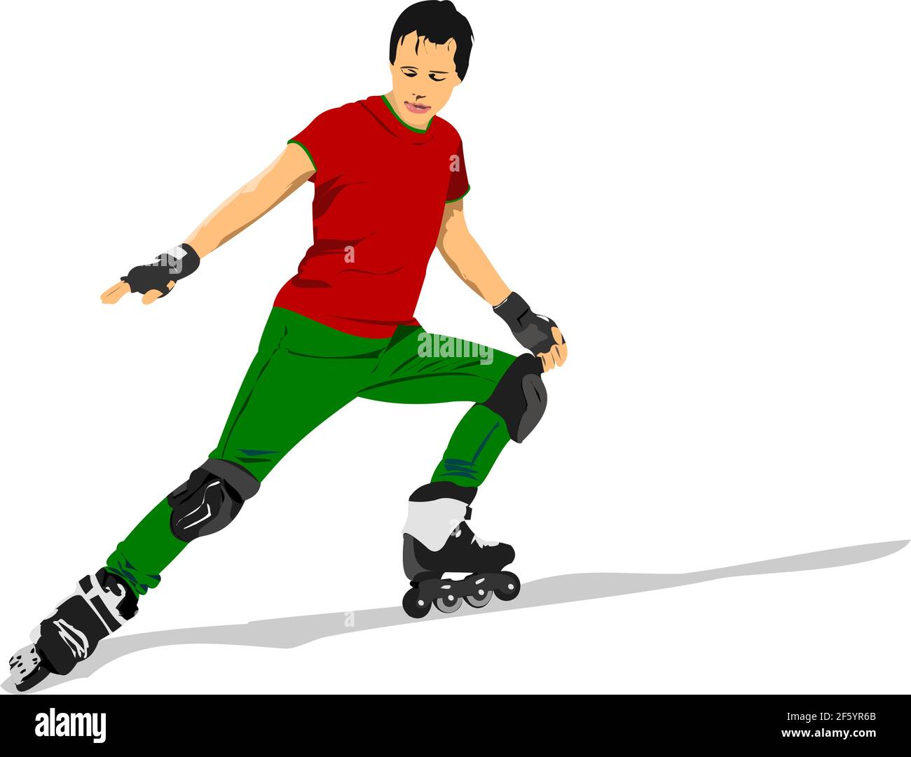 Roller skater illustration silhouette on a white background. 3d color ...