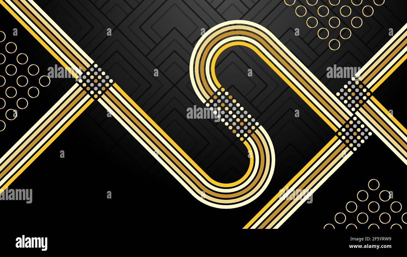 Black background with golden geometric line design vector illustration ...