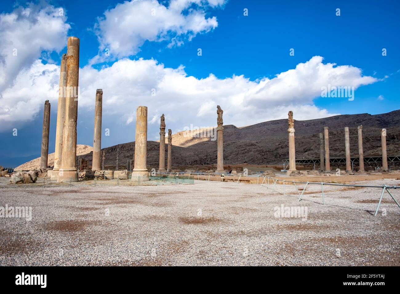 Tall pilars at the ruins of the ancient Persian ceremonial capital ...