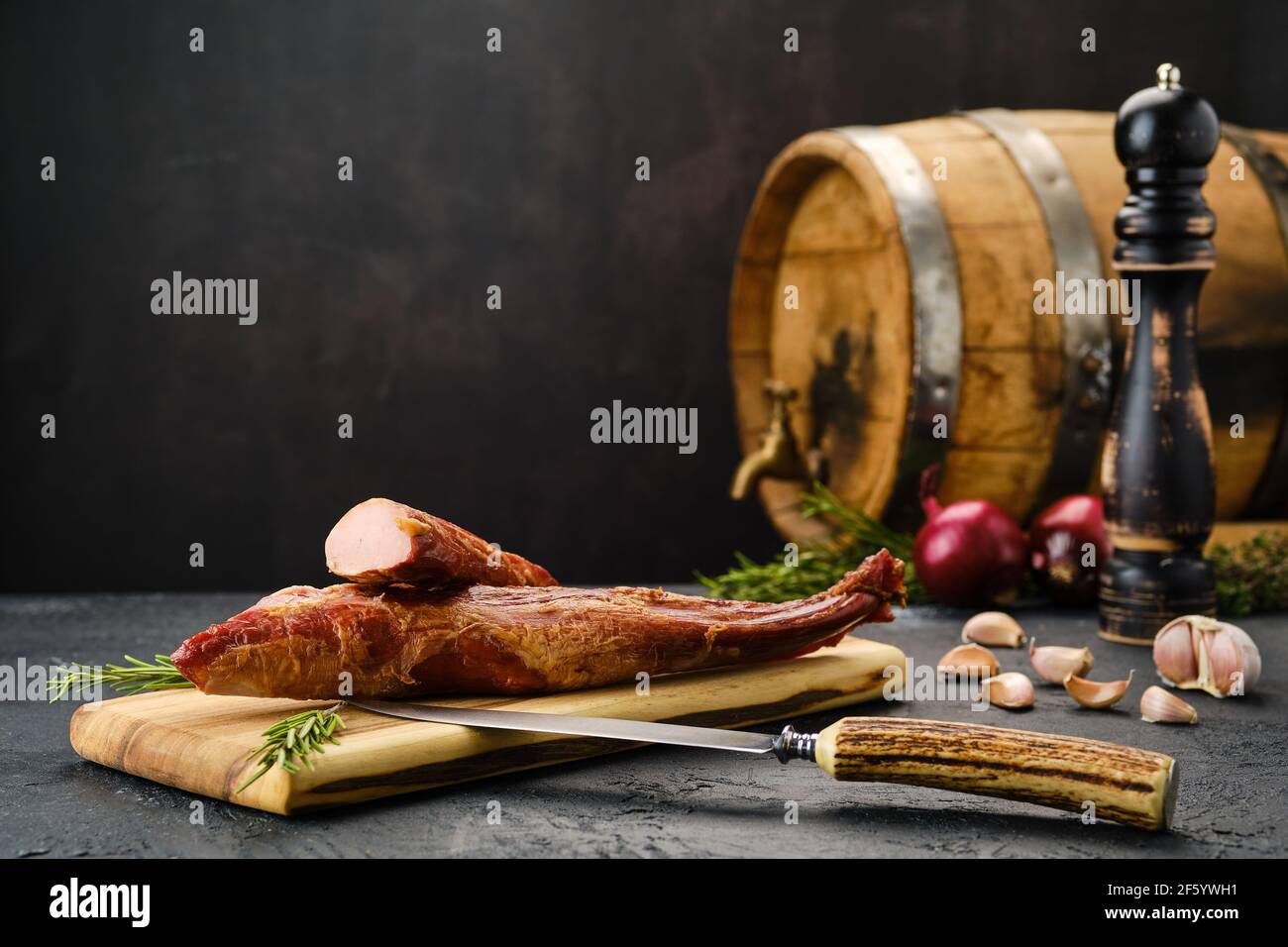 Air dried lamb meat on wooden cutting board Stock Photo - Alamy