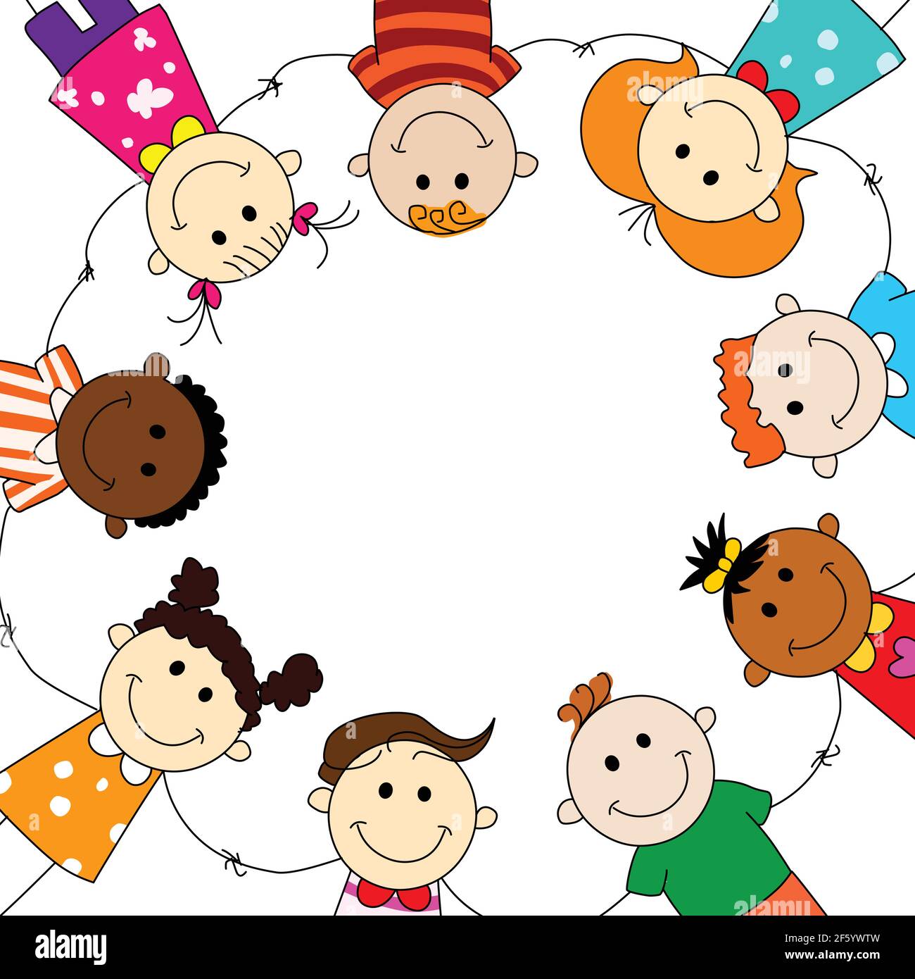 Circle kids Diversirty kids illustration vector on white background ...