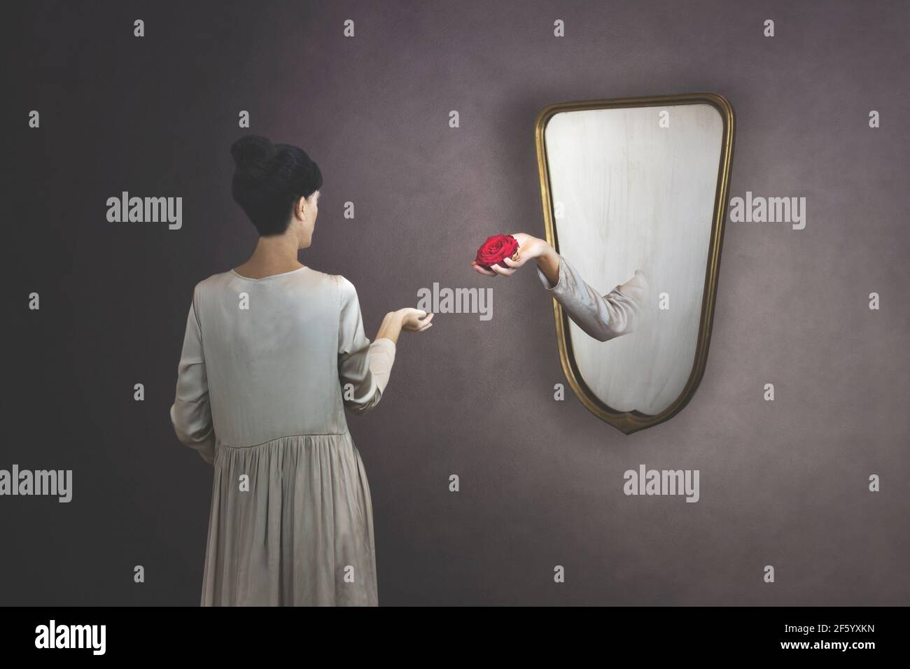 Woman hand mirror surreal hi-res stock photography and images - Alamy