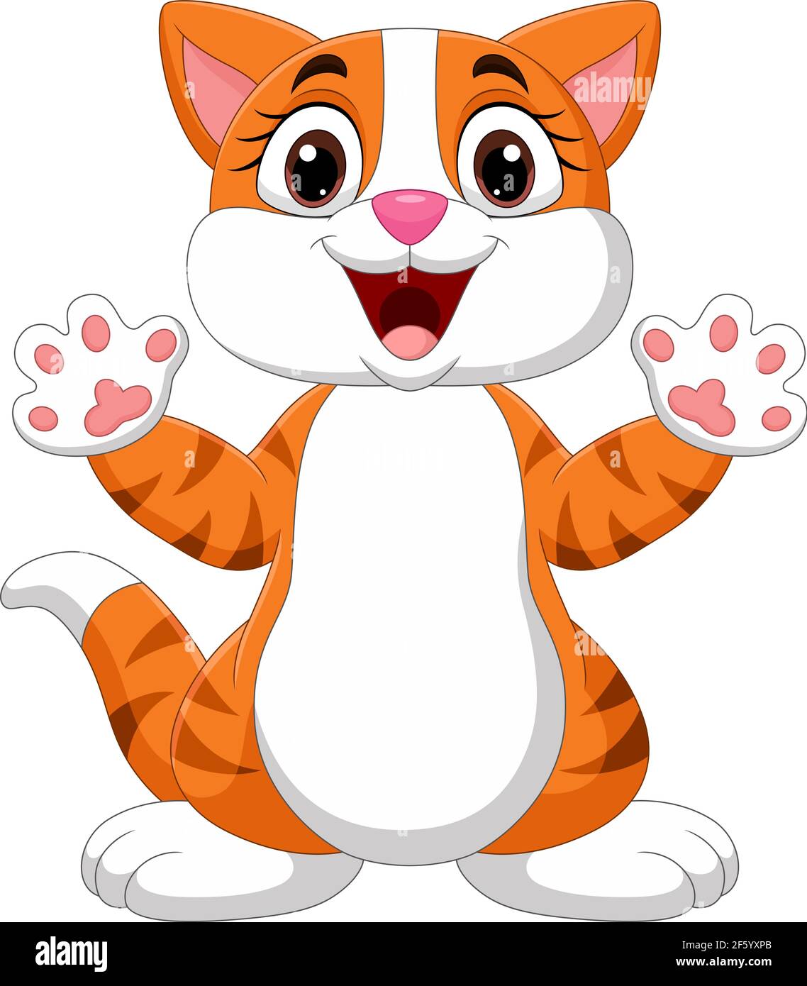 Cartoon funny cat on white background Stock Vector Image & Art - Alamy