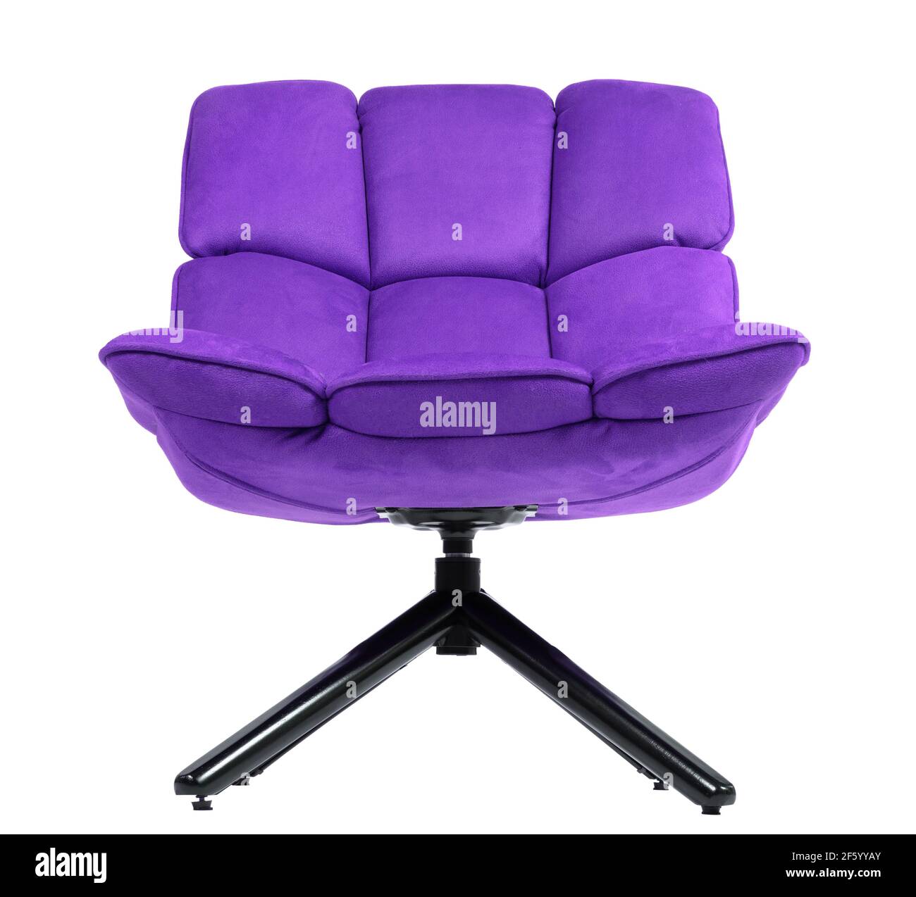 Modern purple suede lounge chair isolated on white background Stock ...