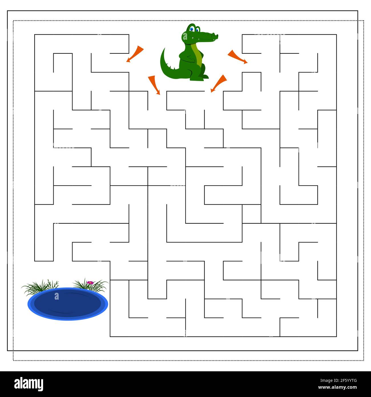A maze game for kids. guide the crocodile through the maze to the water ...