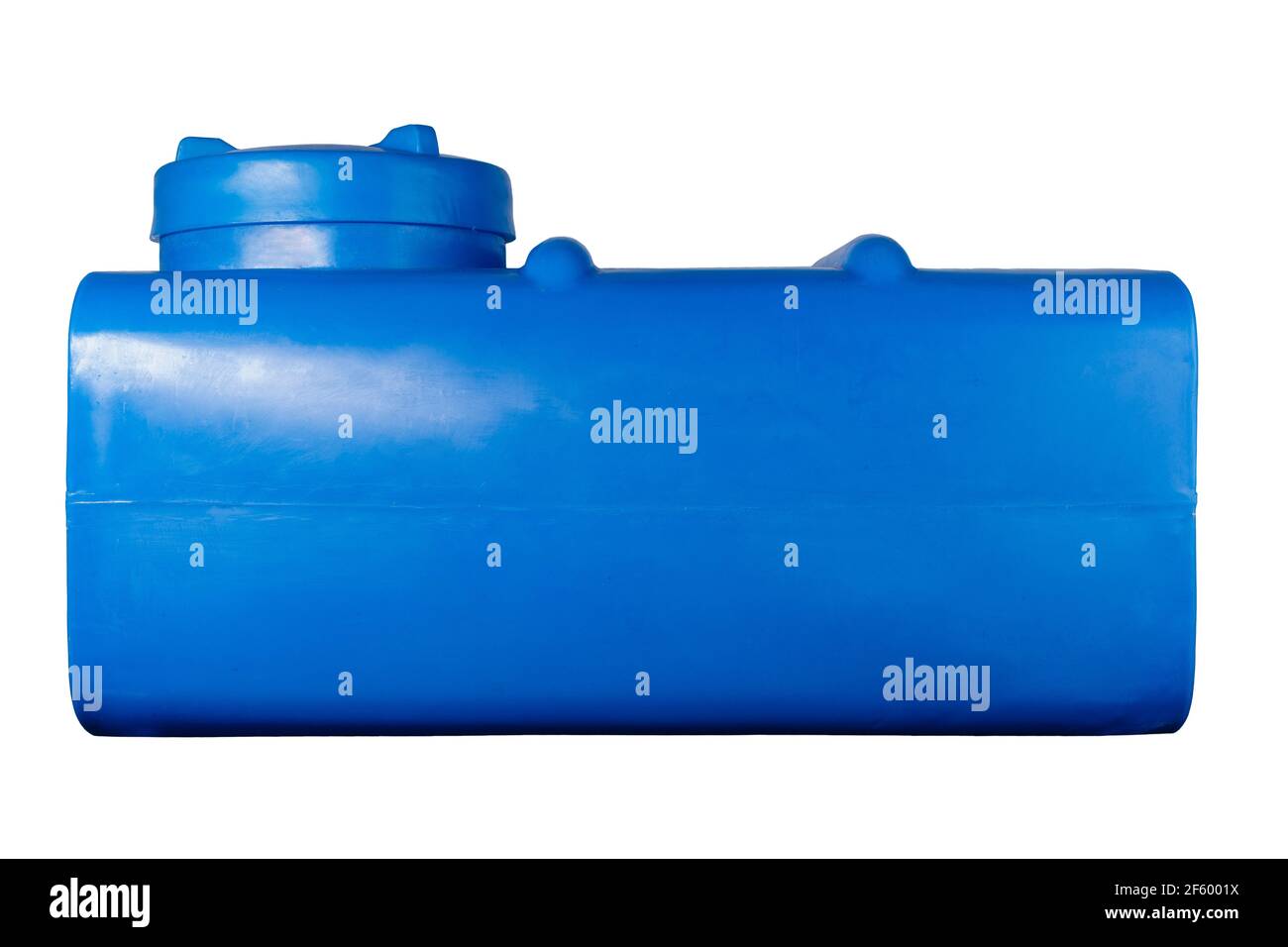 Blue plastic water tank isolated on white Stock Photo - Alamy