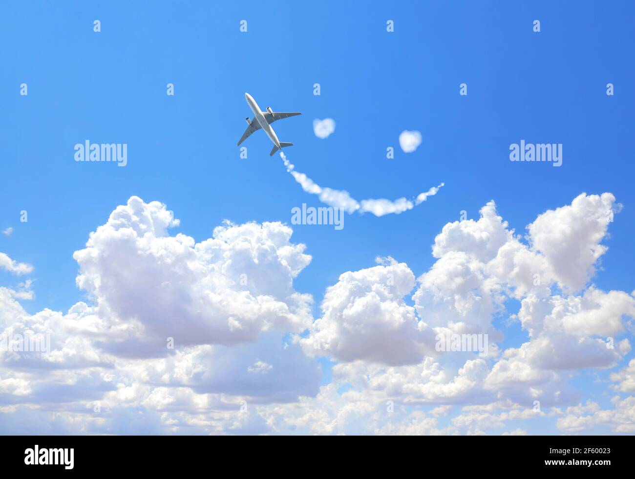 Aircraft draw a smile in the sky. Flight route of aircraft in shape of ...