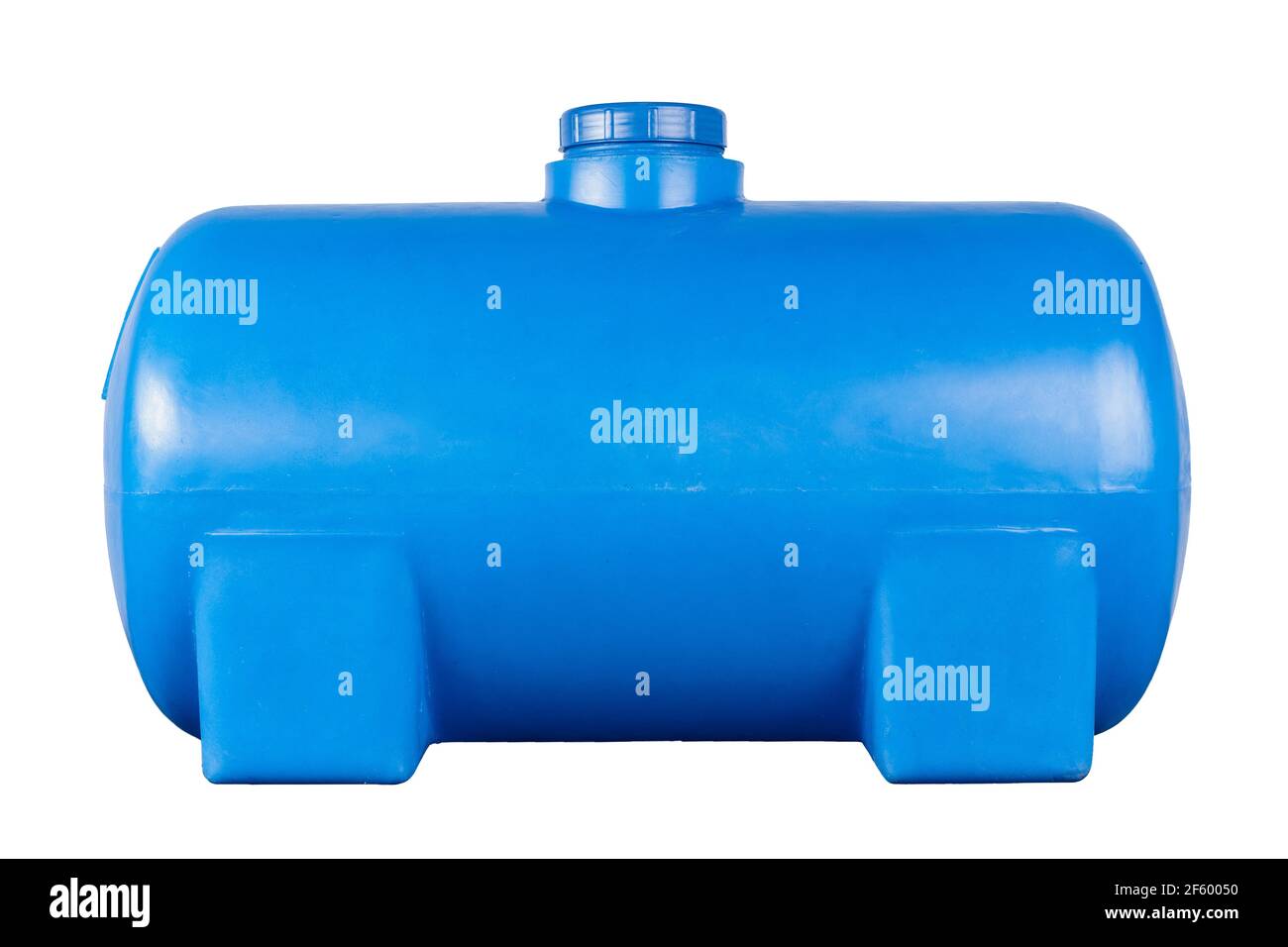 Blue plastic water tank isolated on white Stock Photo - Alamy