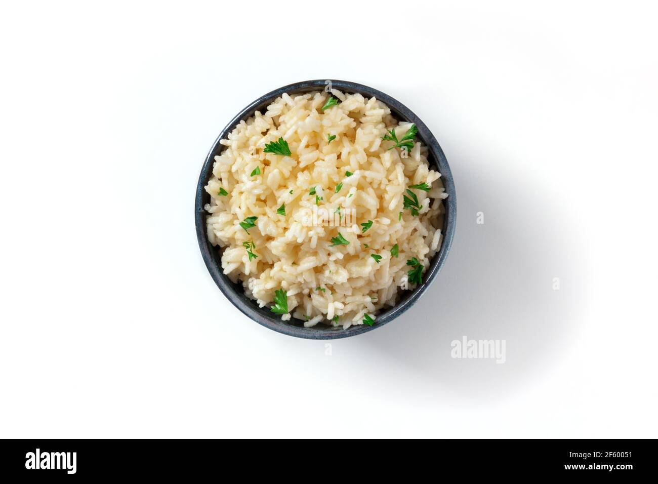 Rice in a bowl, overhead shot Stock Photo - Alamy