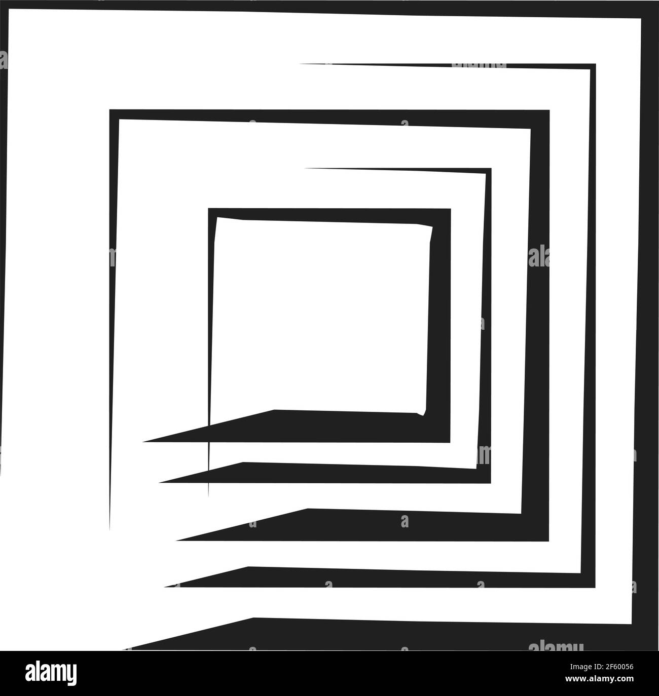 Concentric square element. Square with drawn lines vector illustration ...