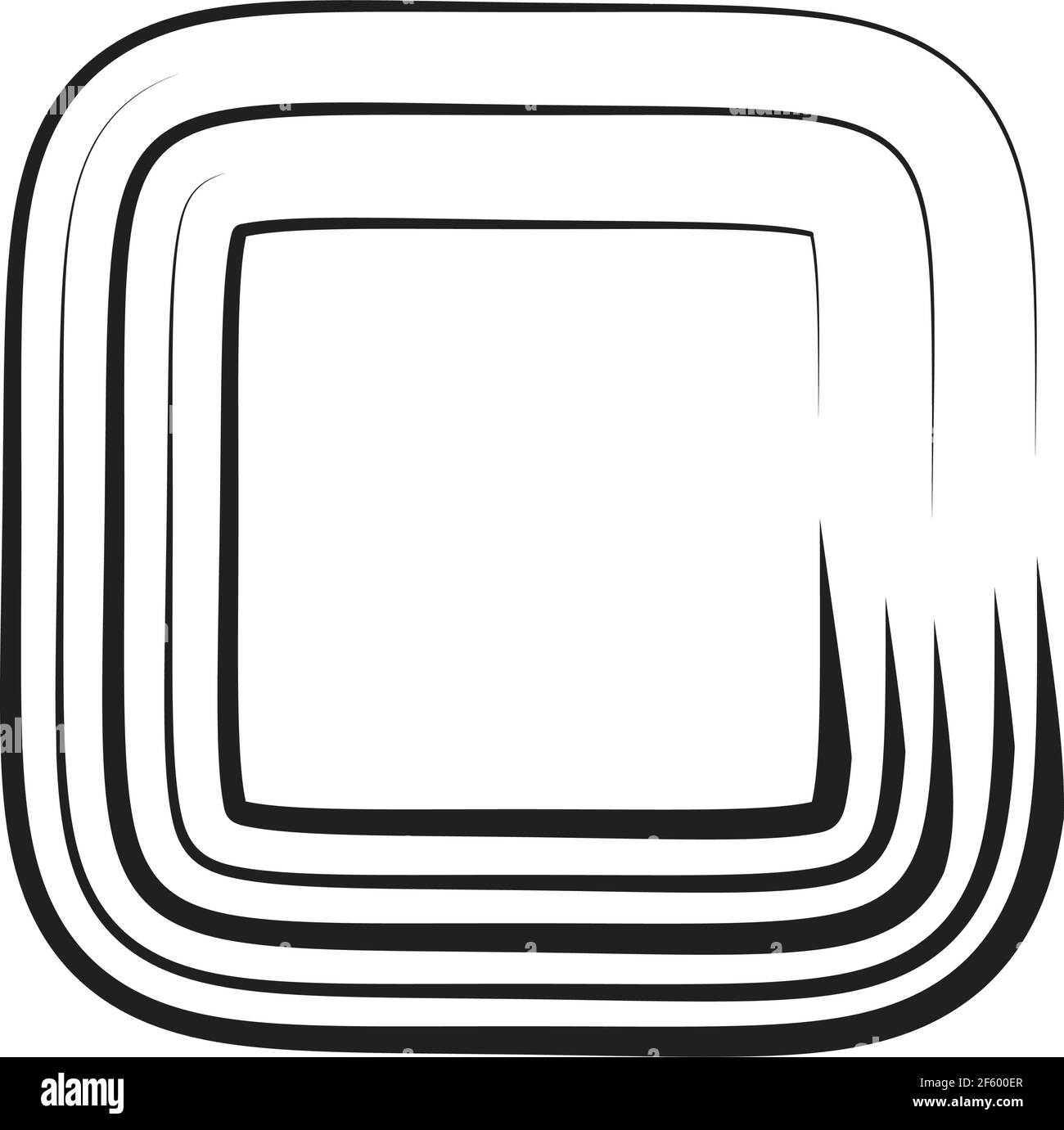 Concentric square element. Square with drawn lines vector illustration ...