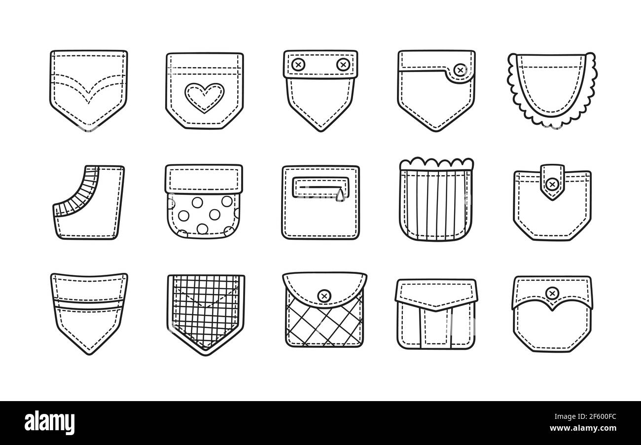 Doodle patch pockets for pants, t-shirts and other clothing. Isolated ...