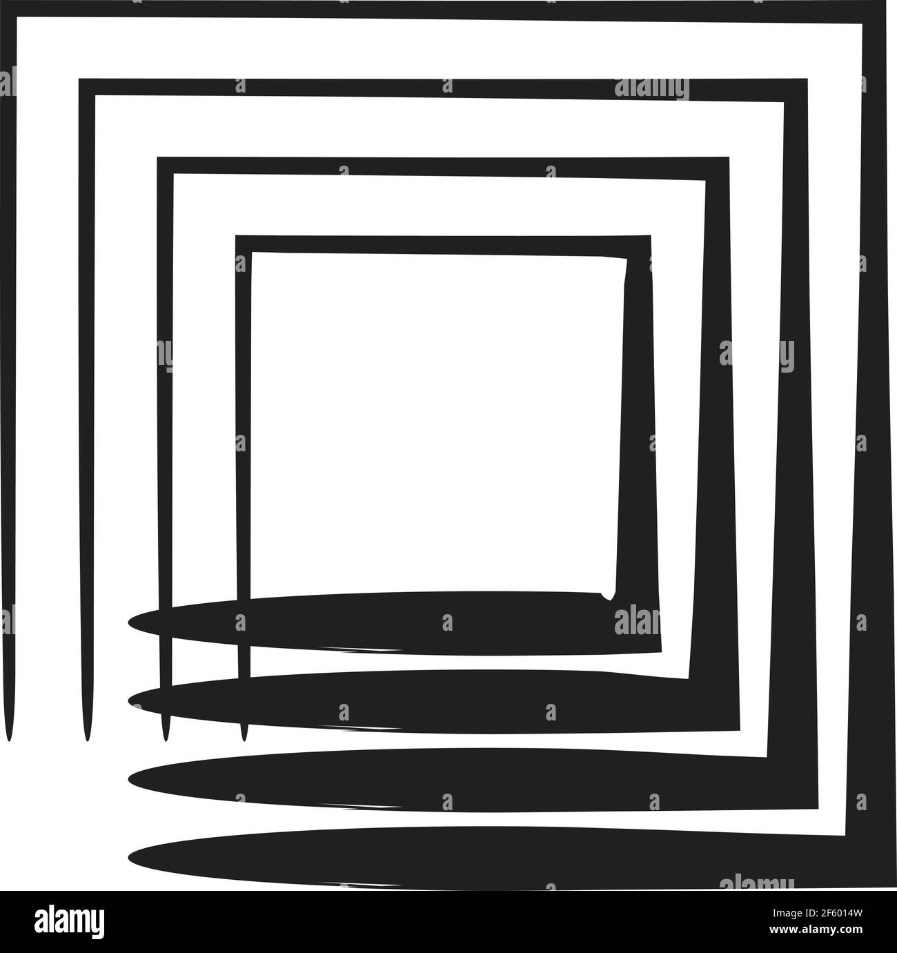 Concentric square element. Square with drawn lines vector illustration ...