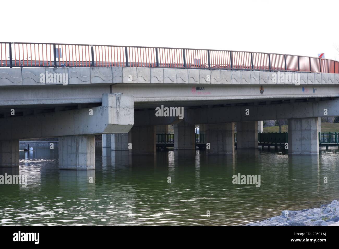 Viaduct and Reflection of it on water at park Stock Photo - Alamy