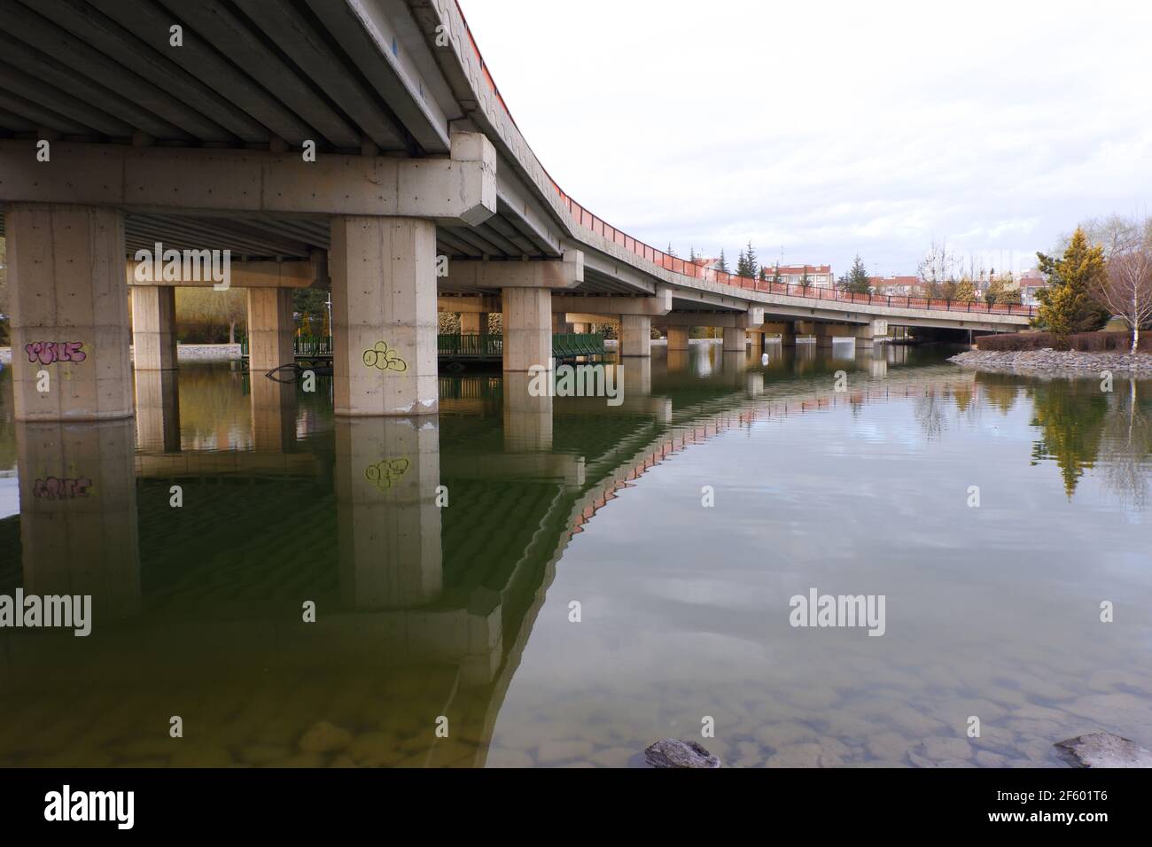 Viaduct and Reflection of it on water at park Stock Photo - Alamy