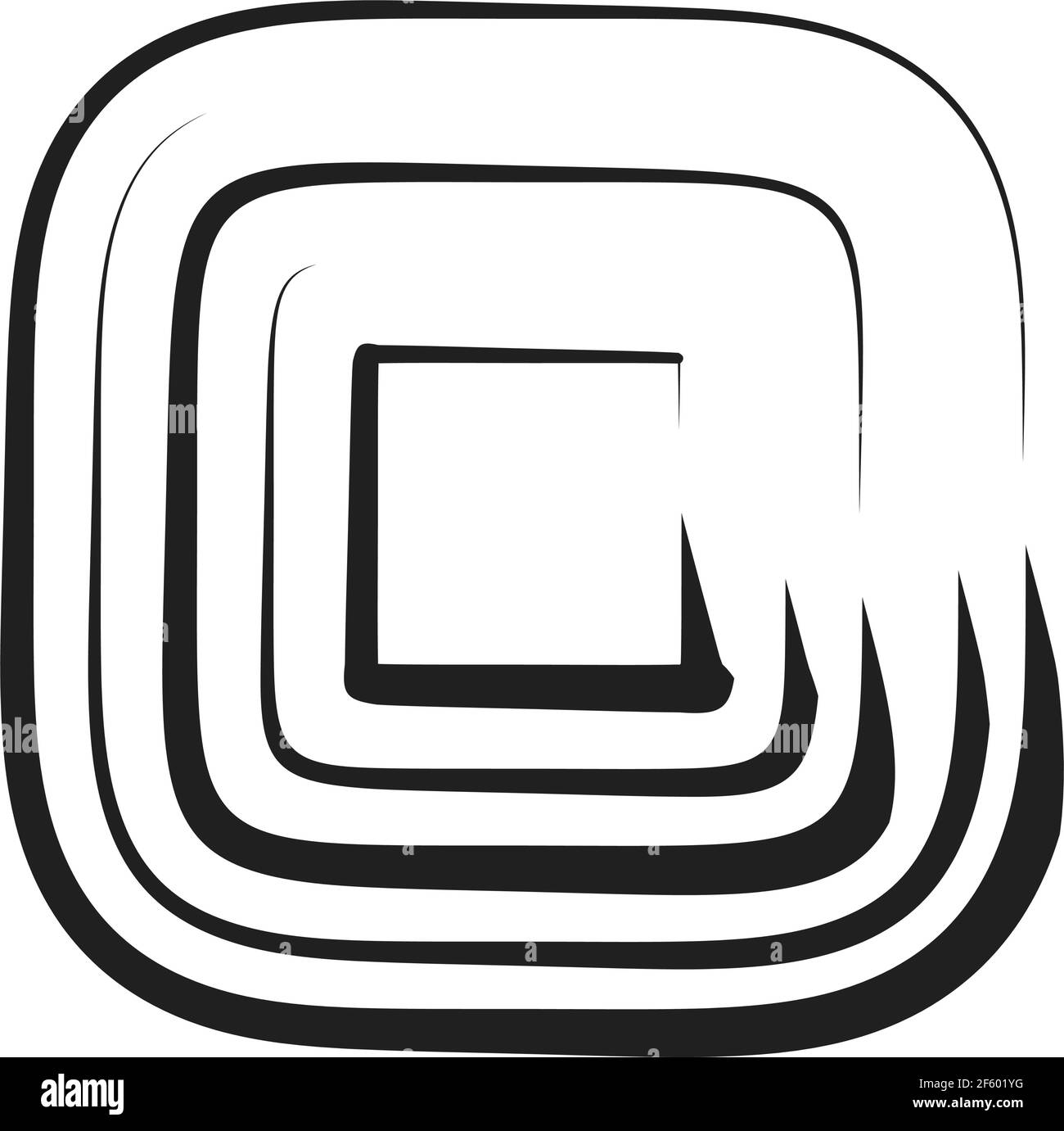 Concentric square element. Square with drawn lines vector illustration ...
