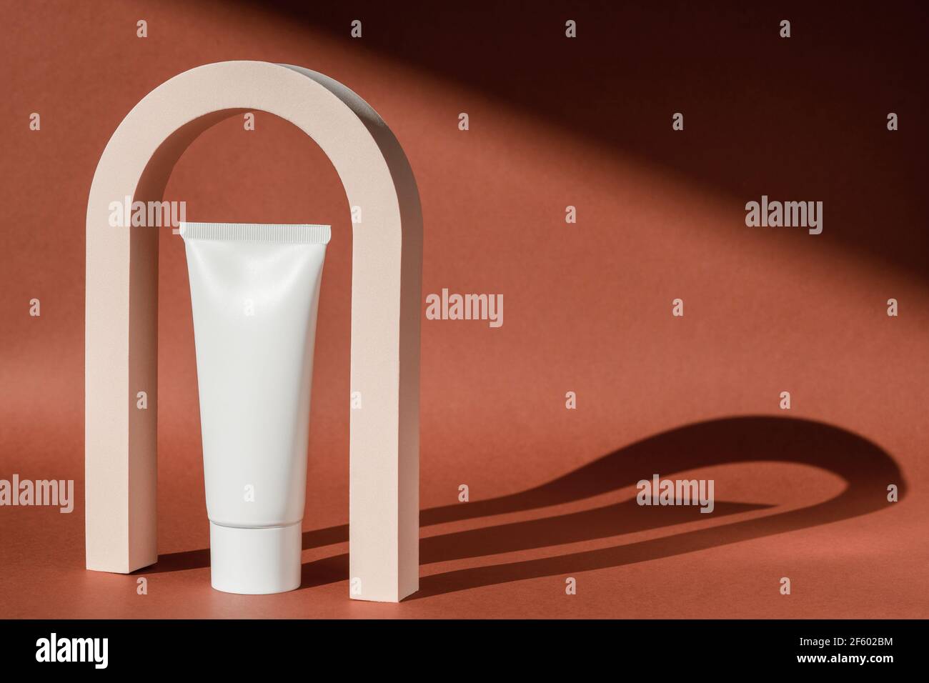 Cream skincare cosmetic art deco arch podium display pedestal stand ...