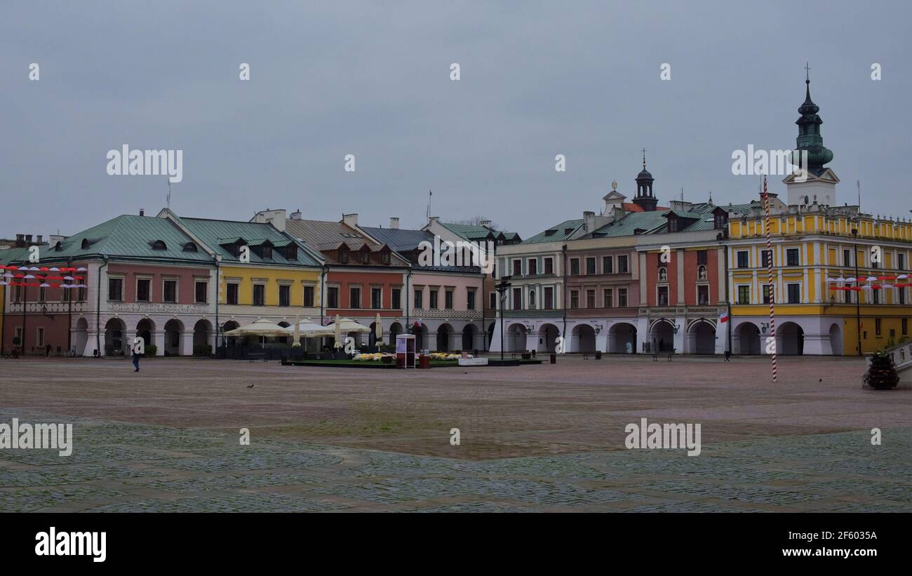 Zamosc, Poland, November 10, 2020. Town Zamosc is UNESCO World Heritage ...