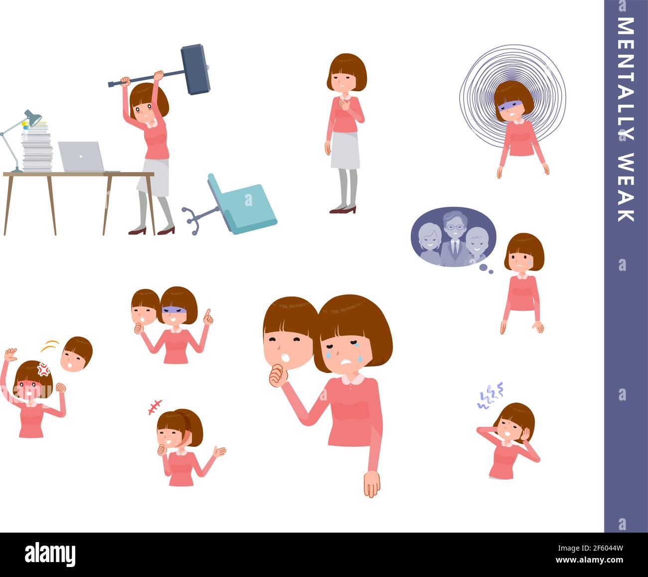 A set of women spirit is weak.It's vector art so easy to edit Stock ...