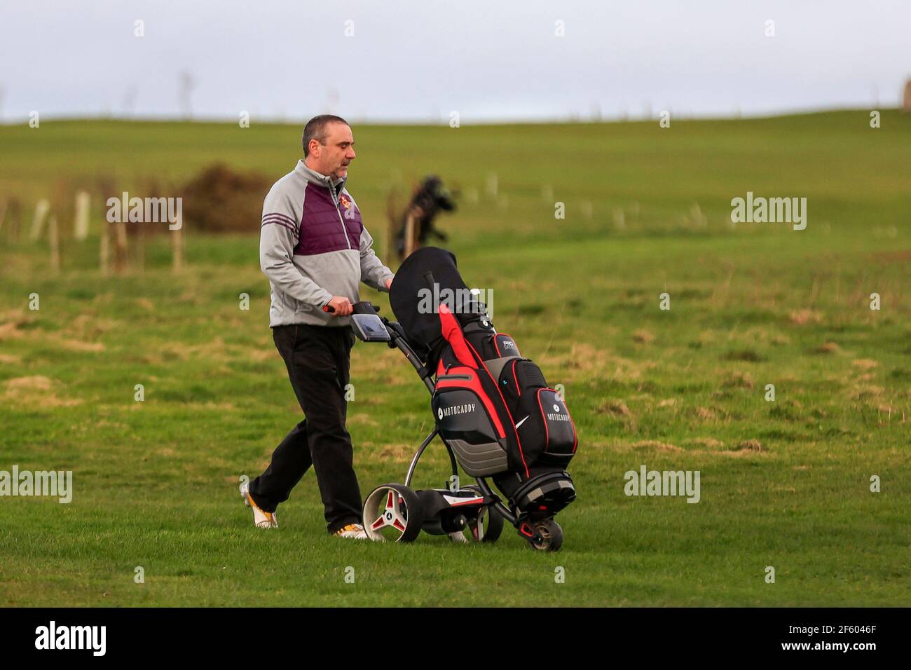 South Shields, UK. 22nd Mar, 2021. A man enjoying a round of golf at ...