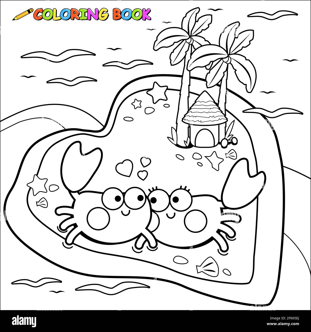 Crab On The Beach Coloring Page 25 Crab Coloring Pages: Fun Free