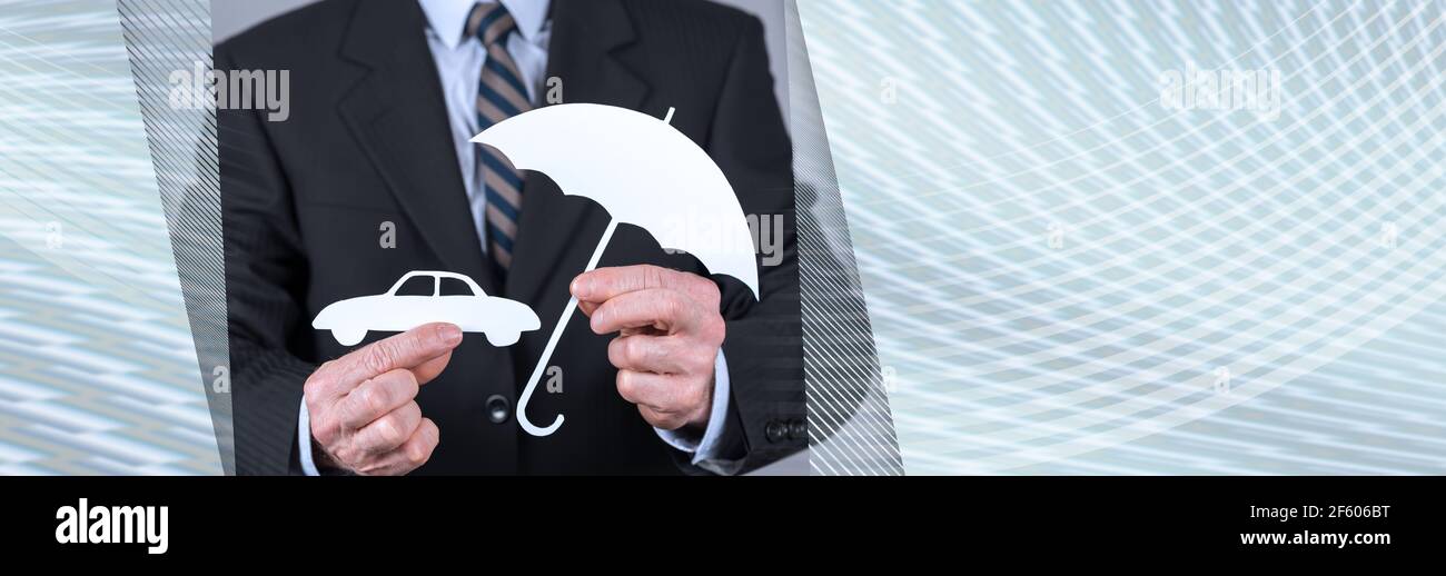 Symbol of auto coverage by a general agent Stock Photo - Alamy